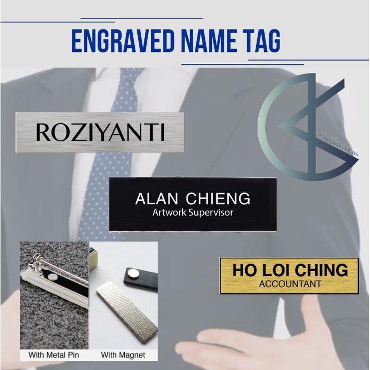 Custom Made Engraved Name Tag Nama / Name Tags Teachers Students Office ...