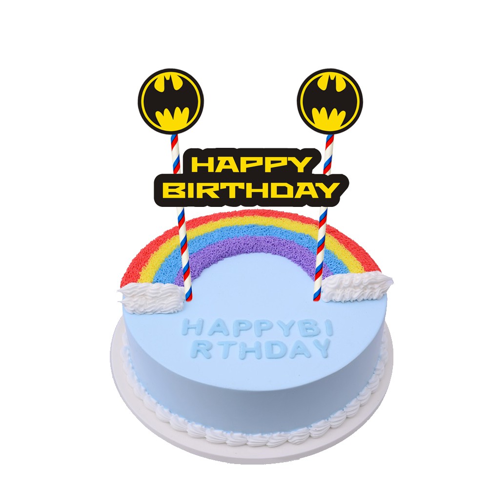 1 Set DIY Batman Theme Happy Birthday Cake Topper For Kids Birthday ...