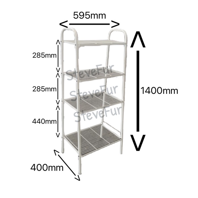 Metal Multi Rack 4 Level (White) | Shopee Malaysia