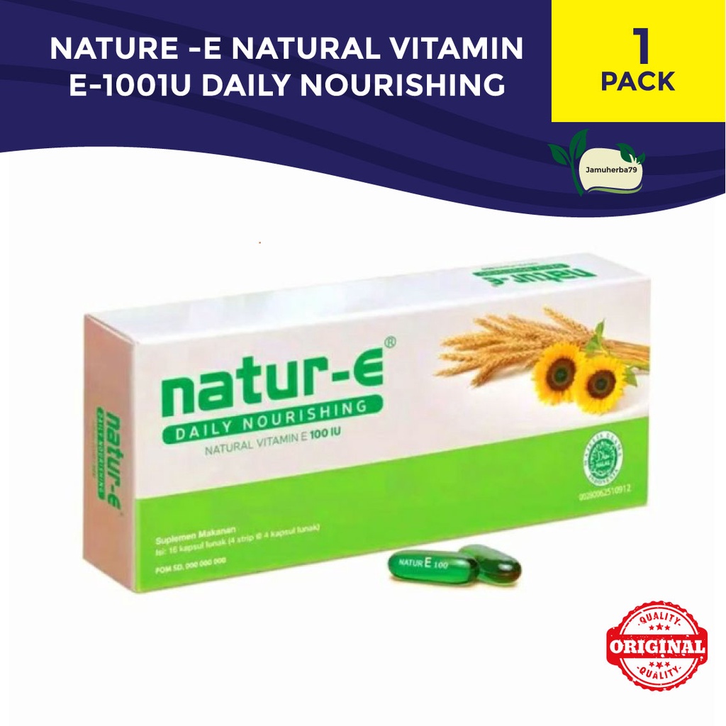 NATUR-E NATURAL VITAMIN E 100IU Anti-Ageing | 1 Box @ 4 strip (16kapsul ...