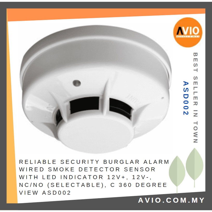 Wired Security Burglar Alarm Wired Smoke Detector Sensor w LED ...