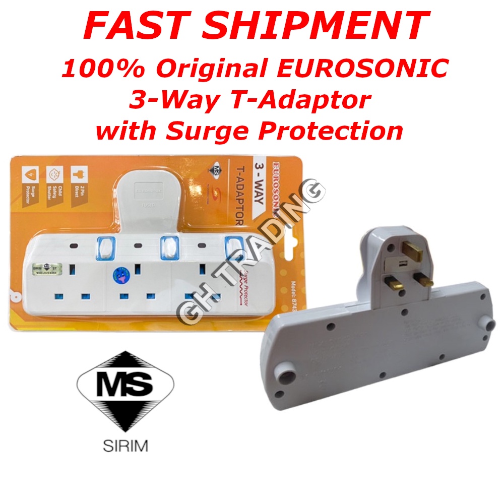 [SIRIM] 3 WAY T-ADAPTOR 4 WAY T-ADAPTOR EUROSONIC 3 Pin Socket ...