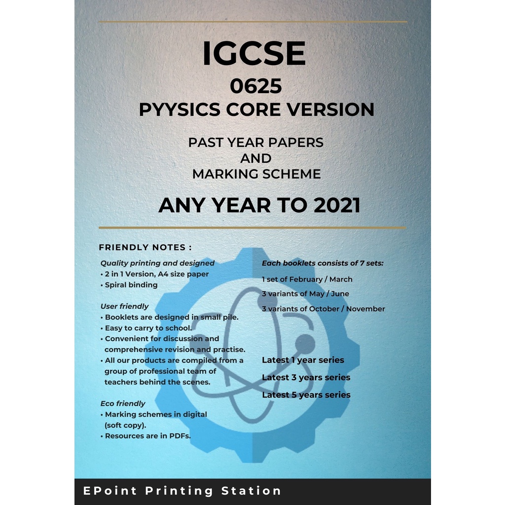 🌐IGCSE Past Year Papers📝 | Physics Core Version 0625 ⚛🔋💡☢ | Any Year to 2021📆 | Shopee Malaysia