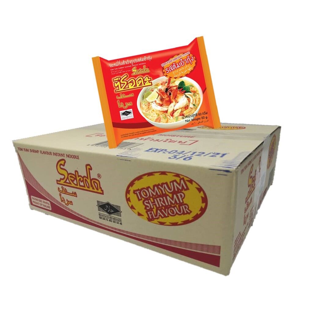 SERDA Instant Noodles Tom Yum Shrimp Flavour 1 boxs (30 Packs) | Shopee ...