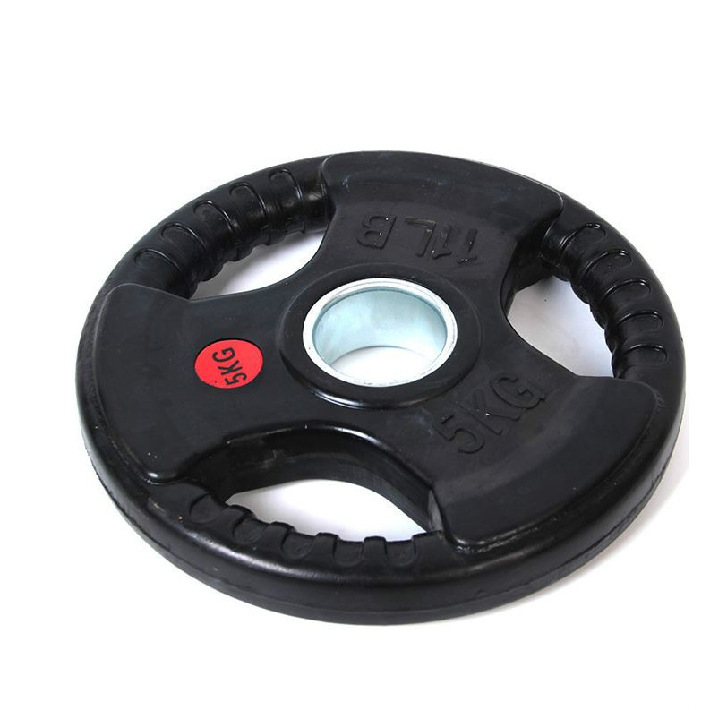 5KG Olympic Weight Plate 5cm Tri Grip Rubber Coated Disc Dumbbell ...