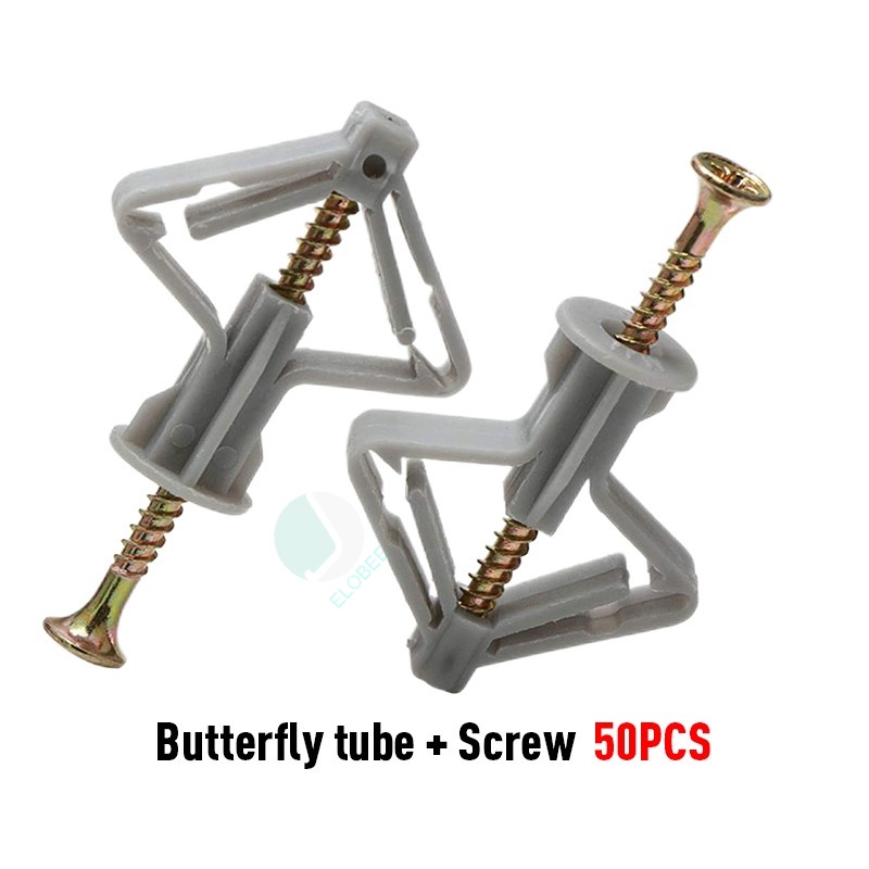 50pcs/100pcs Aircraft Screw Wall Plug Aircraft Butterfly Clip Drywall ...