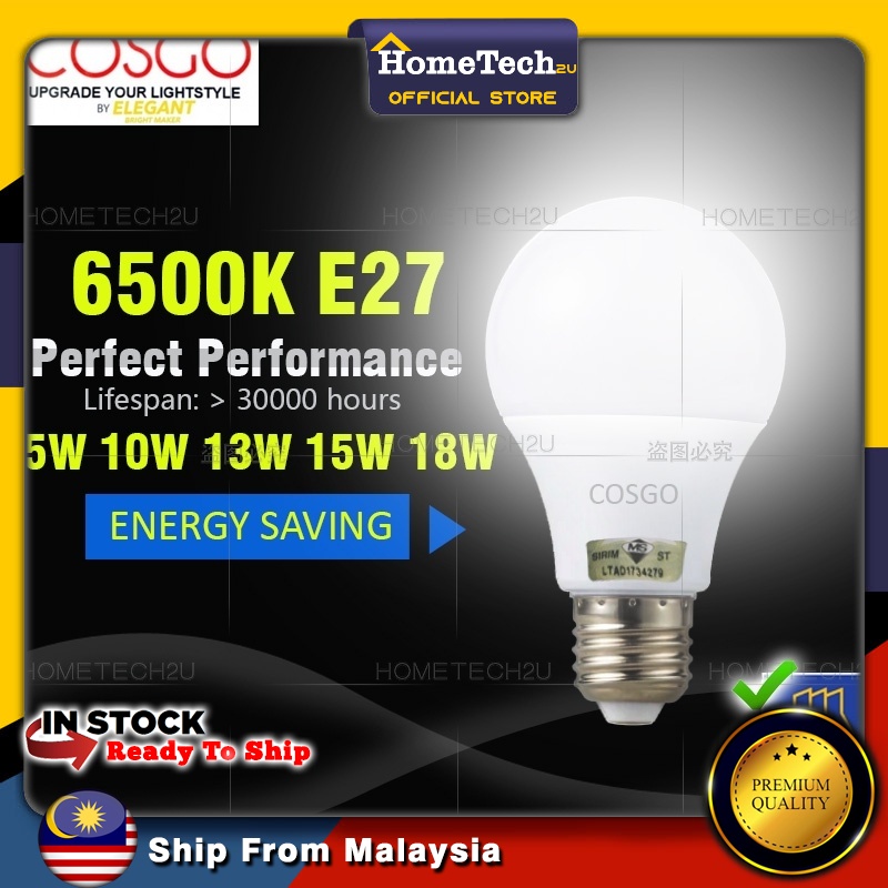 COSGO LED Bulb E27 with SIRIM Light Bulb 5W 10W 13W 15W 18W 6500K Daylight MENTOL LAMPU LED ...