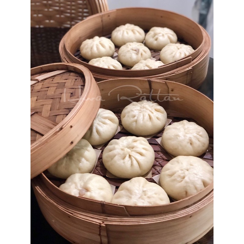 Bamboo steamer cover & body Bakul kukus pau, kuih dim sum roti kukus ...