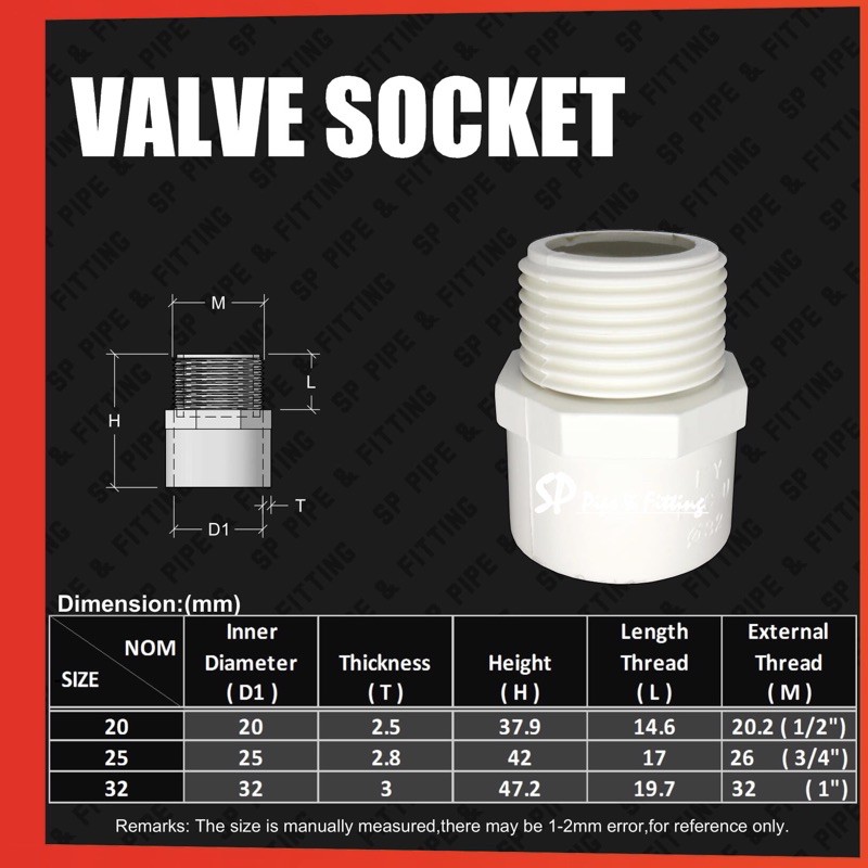 PVC VALVE SOCKET / PVC PIPE CONNECTOR / PVC PIPE FITTING / PENYAMBUNG ...