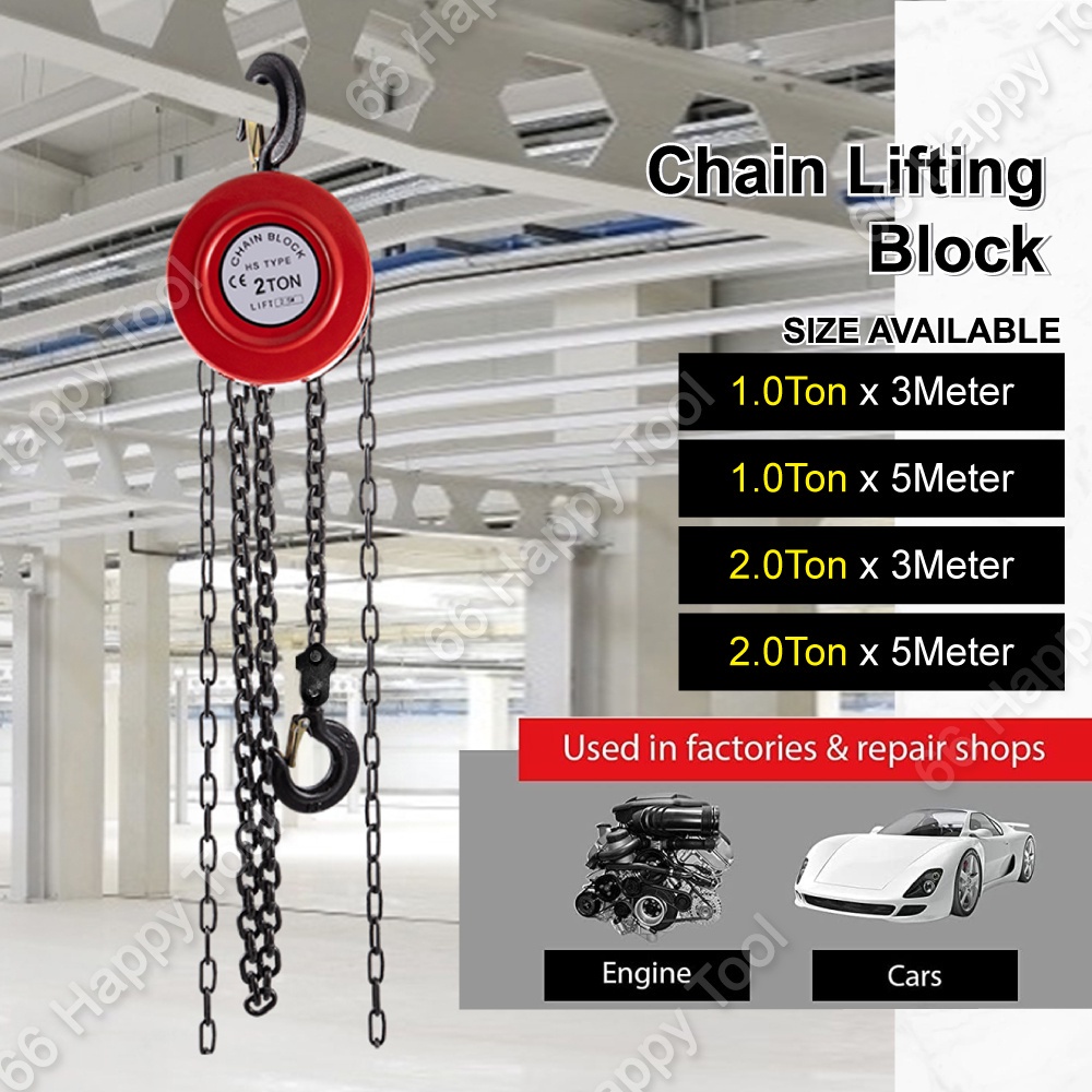 (1Ton / 2Ton) Heavy Duty Chain Block Lifting 3M 5Meter HS-Type Chain ...