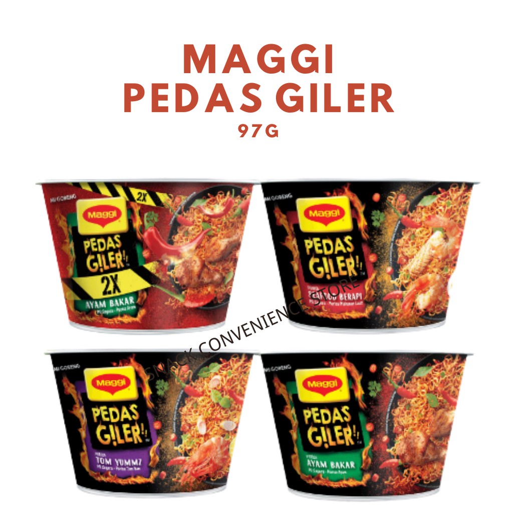 MAGGI MI PEDAS GILER ALL FLAVORS | MAGGI MI SPICY INSTANT NOODLES 97G (1 BOWL) | Shopee Malaysia