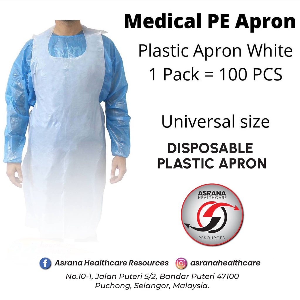 DISPOSABLE PLASTIC APRON (WHITE) 100PCS/PACK | Shopee Malaysia