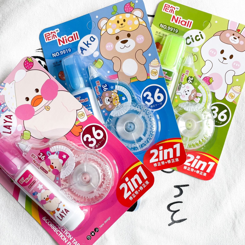 Type X 2 in 1 Cute Animal / Correction Pen Fluid /Typex Liquid / Tip-Ex ...