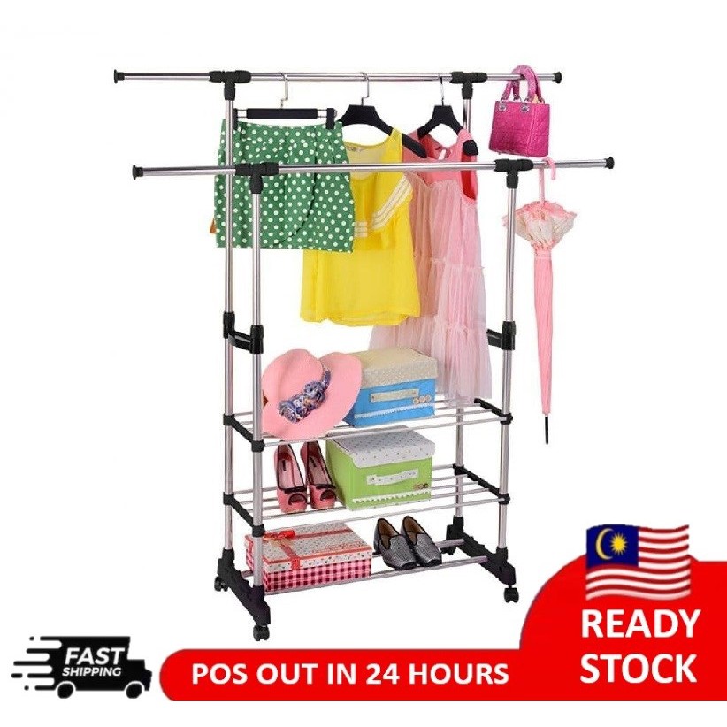 Multipurpose Stainless Steel Clothes Hanging & Organizer Rack ...