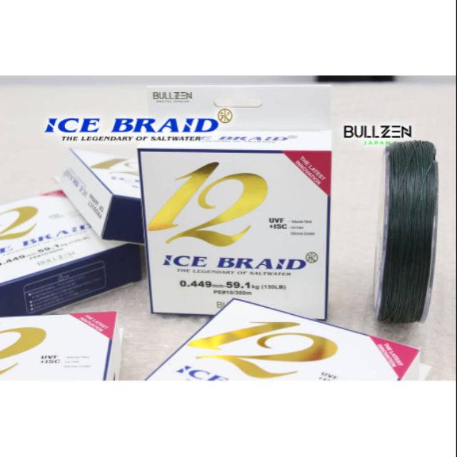 BULLZEN IGUANA ICE BRAID 12X 150METER - 300METER DARK GREEN COLOUR ...