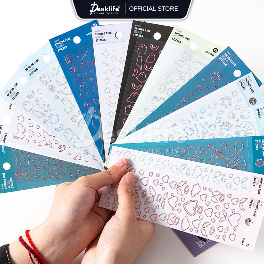 Desklife Aesthetic Sticker Laser Shiny Line Hot Stamping Stiker ...
