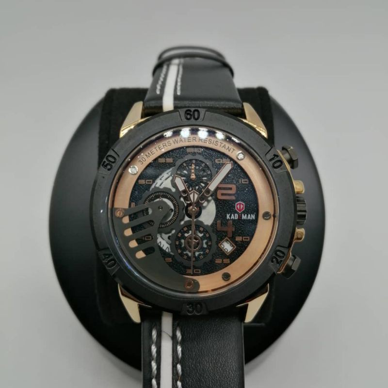 KADEMAN Men Chronograph Watch Leather K9040 | Shopee Malaysia