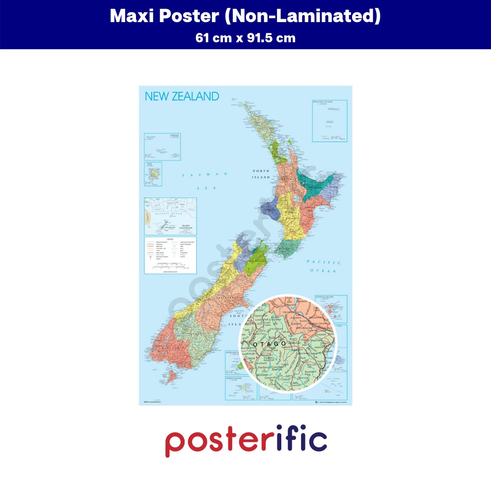 New Zealand Map - Poster (61 cm X 91.5 cm) | Shopee Malaysia