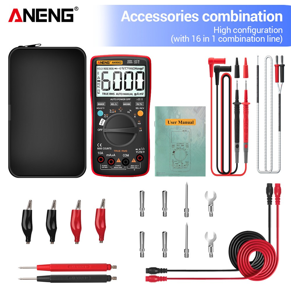 ANENG AN9002 Multimeter Digital Bluetooth, Tester Tegangan Arus AC/DC ...