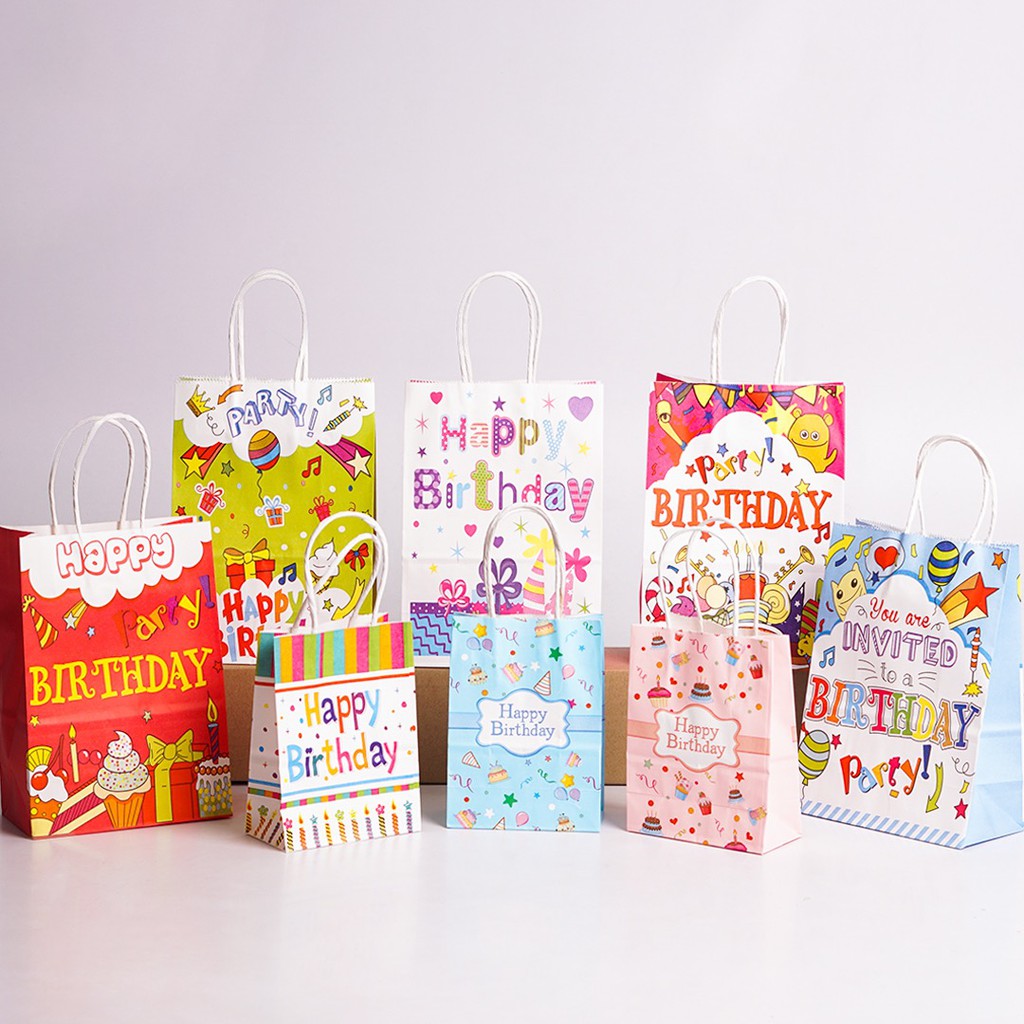 HAPPY BIRTHDAY Paper Bag Pink Blue / CUTE Paper Bag Birthday / Birthday ...