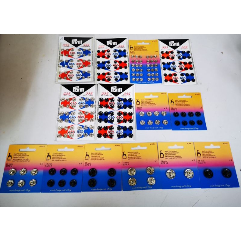 555 PRYM/ Pony snap button butang ketip press stud hitam&nickel (1papan ...