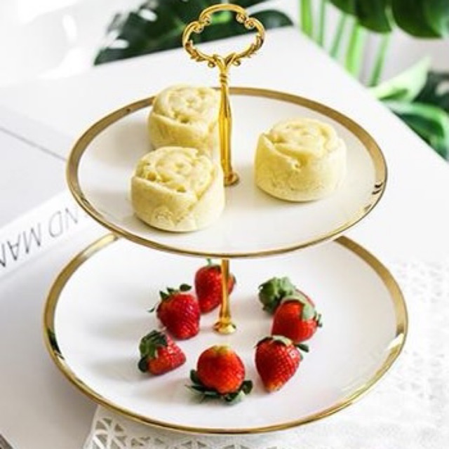 Classic 3- tier plate with gold finishing | Shopee Malaysia