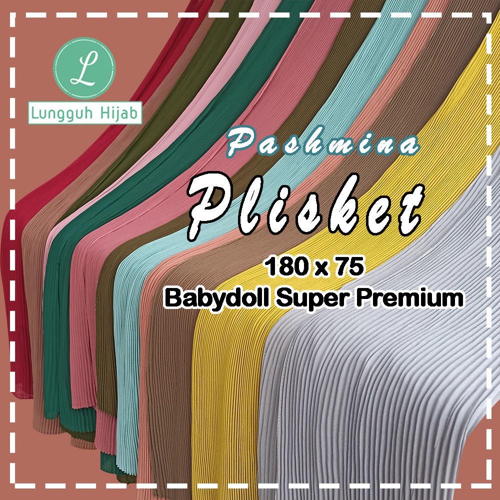 Pashmina FULL PLISKET LIDI 180x75 BABYDOLL PREMIUM WITHOUT MIDDLE LINE ...