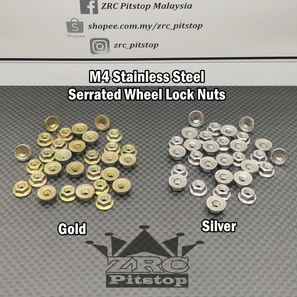 ZRC Serrated m4 Wheel Lock Nuts Stainless Steel for 1/10 1/12 Car ...