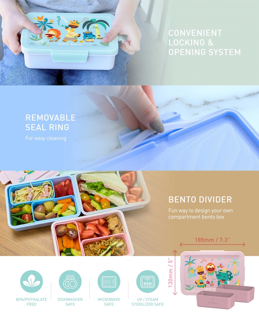 Marcus & Marcus Bento Box | Kids Lunch Box | Bekas Makanan Bayi ...