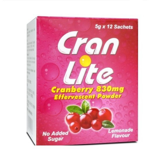 Cran Lite Cranberry 830mg Effervescent Powder 5g X 12 sachets [Exp:4/ ...