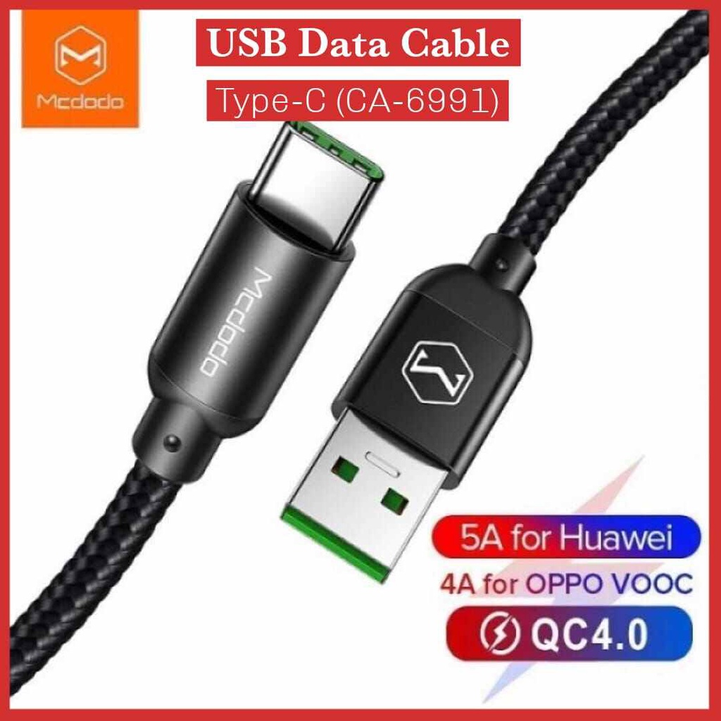 McDodo Data USB Cable Type-C (CA-6991) Quick Charge 4.0/Huawei SuperCharge 5A | Shopee Malaysia