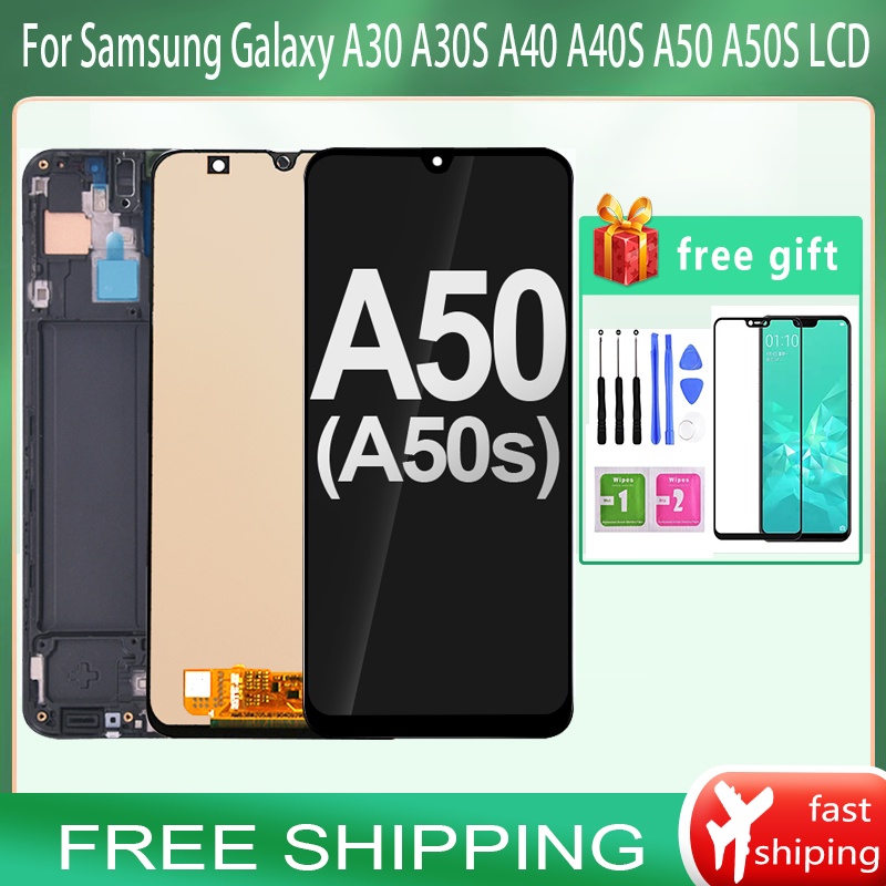 Original For Samsung Galaxy A30 A50 A50S A505 LCD Display Screen With Frame Display Touch Screen ...