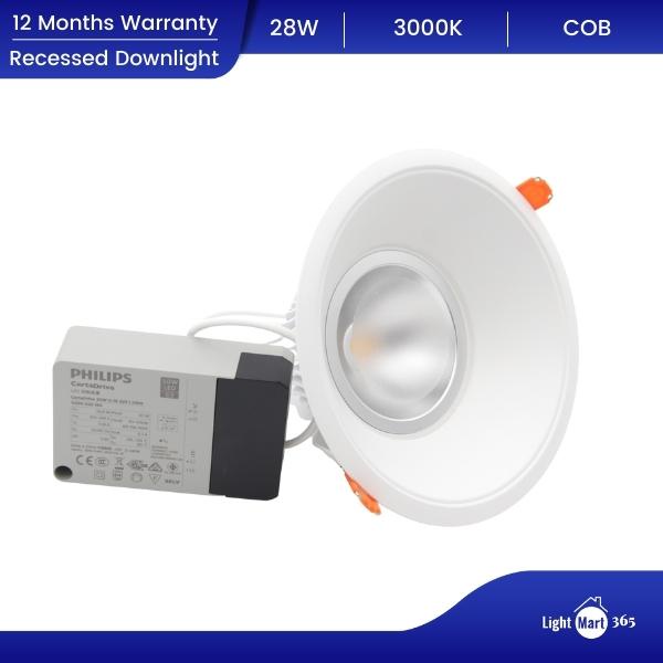 28W 3000K LED COB Deep Recessed Downlight Lampu Ceiling Plaster Siling Home Lighting Indoor ...