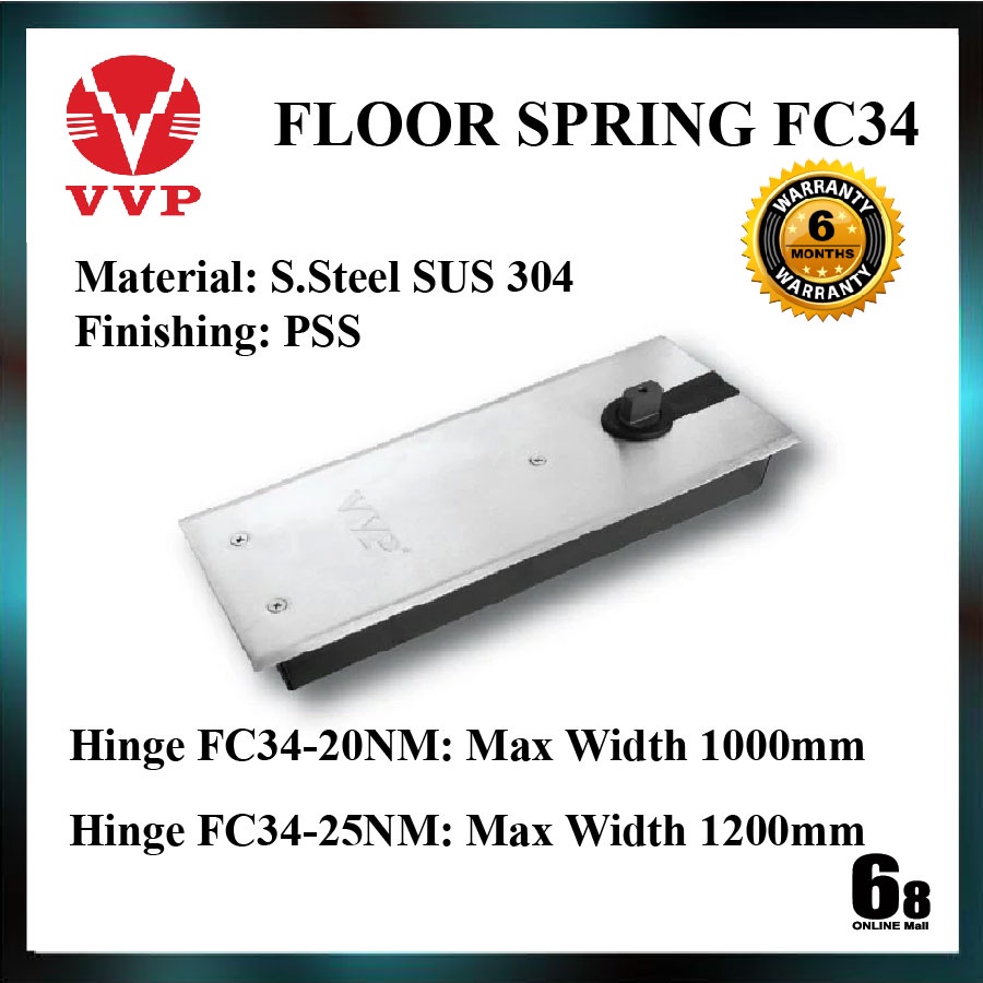 VVP FC34 20nm / 25nm Floor Spring Floor Hinge with SIRIM testing report ...