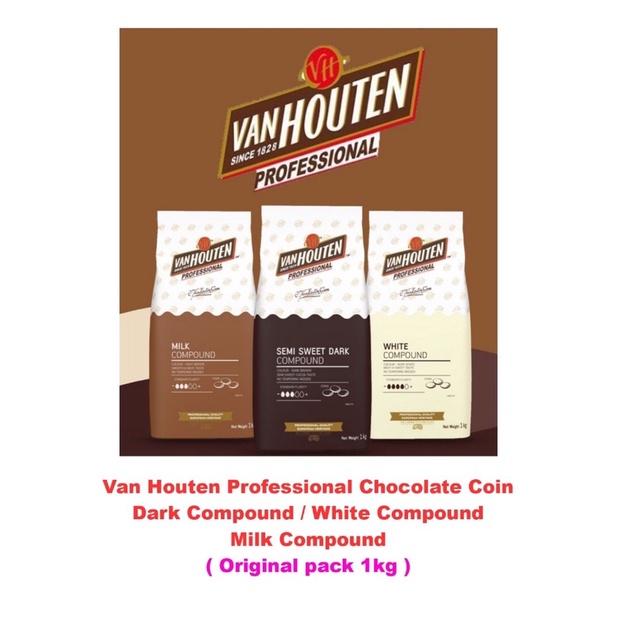 Van Houten Professional Chocolate Coin Dark Compound / White Compound / Milk Compound / original ...