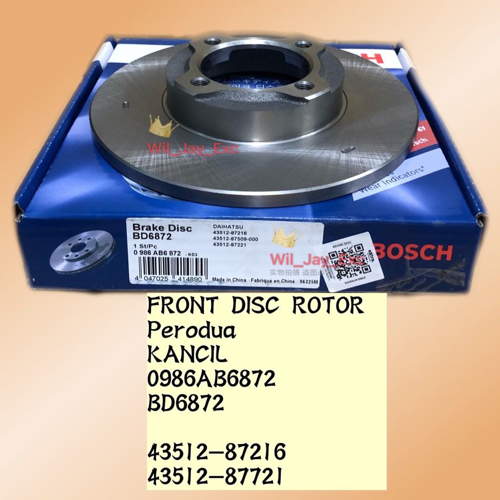 PERODUA KANCIL ( 2PCS ) BOSCH BD 9887 1 PAIR FRONT BRAKE DISC ROTOR ...