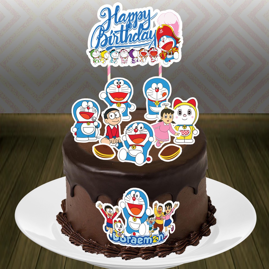 Cake Topper Kek Many Design Cake Decor Happy Birthday Doraemon | Shopee ...