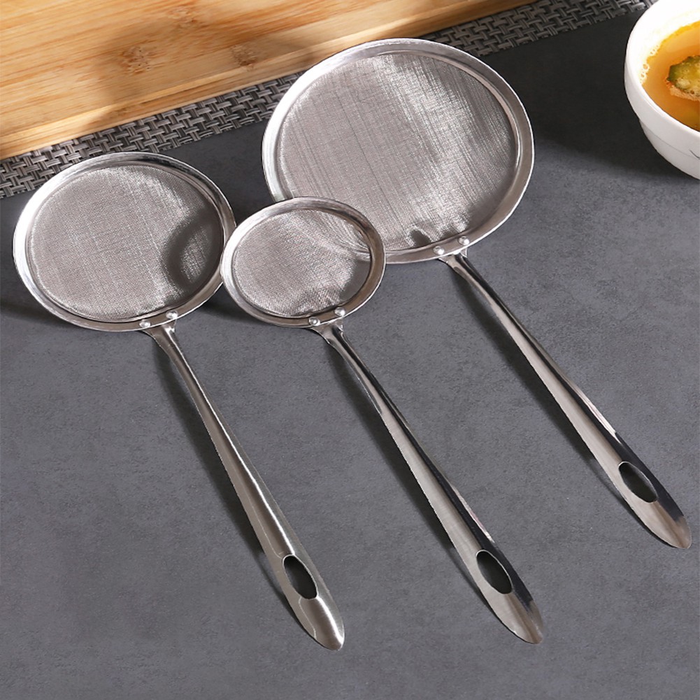 Long Handle Stainless Steel Fine Mesh Strainer Spoon /Stainless Steel ...