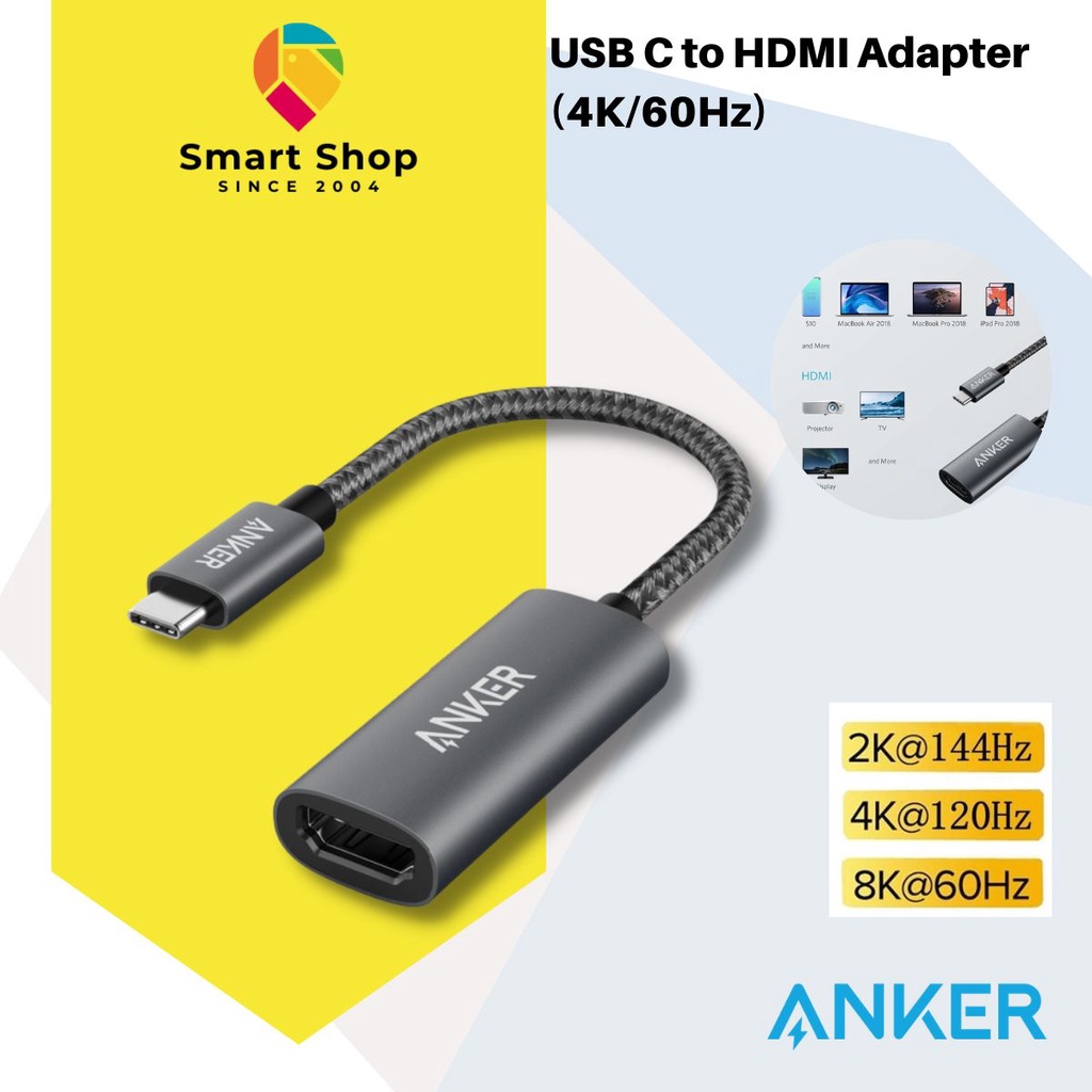 Anker A8312 USB C to HDMI Adapter (4K/60Hz) PowerExpand+ Aluminum ...