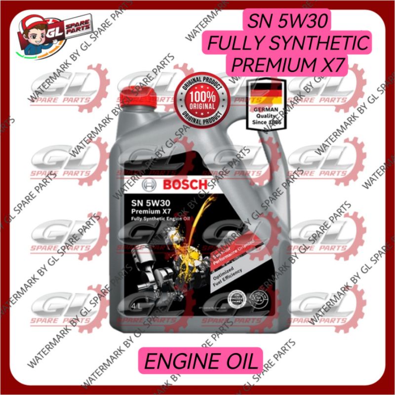 BOSCH SN 5W30 PREMIUM X7 FULLY SYNTHETIC ENGINE OIL 4LITRE (100% ...