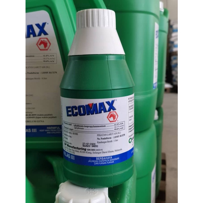 ECOMAX 1L GLYPHOSATE 41% / HERBICIDE / RACUN RUMPUT /PREMIUM BRAND ...