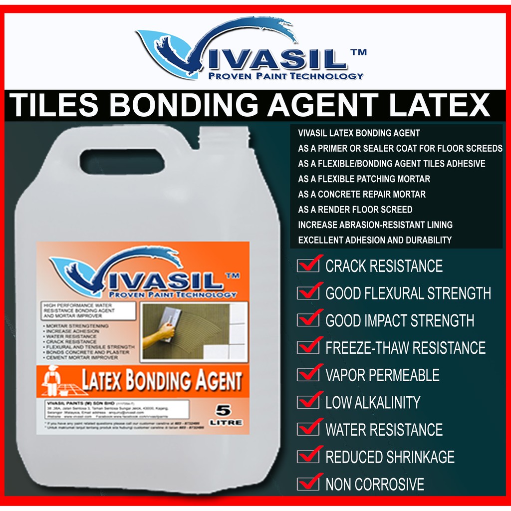 VIVASIL BONDING AGENT LATEX/SUSU/TILES ADHESIVE/FLEXIBLE/CONCRETE ...