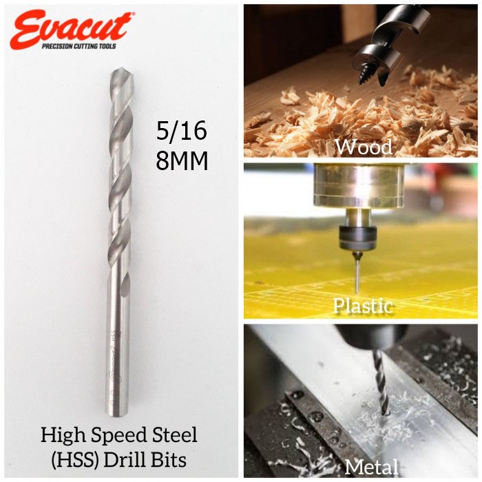 Super Heavy Duty Evacut High Speed Steel (HSS) Drill Bits MM Size For Plastic , Metal ...