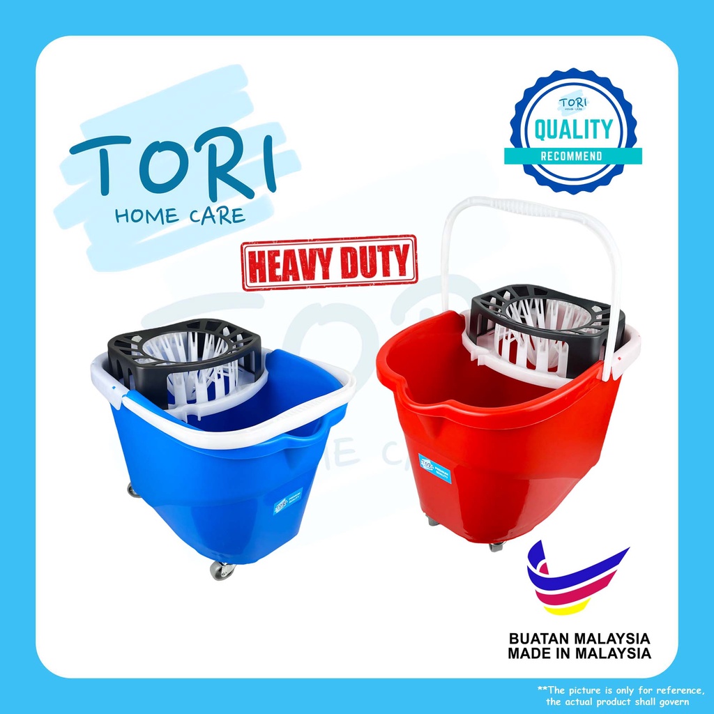 TORI HOME Mop Pail with Wheel Heavy Duty 20 Liter | Tong Mop dengan ...