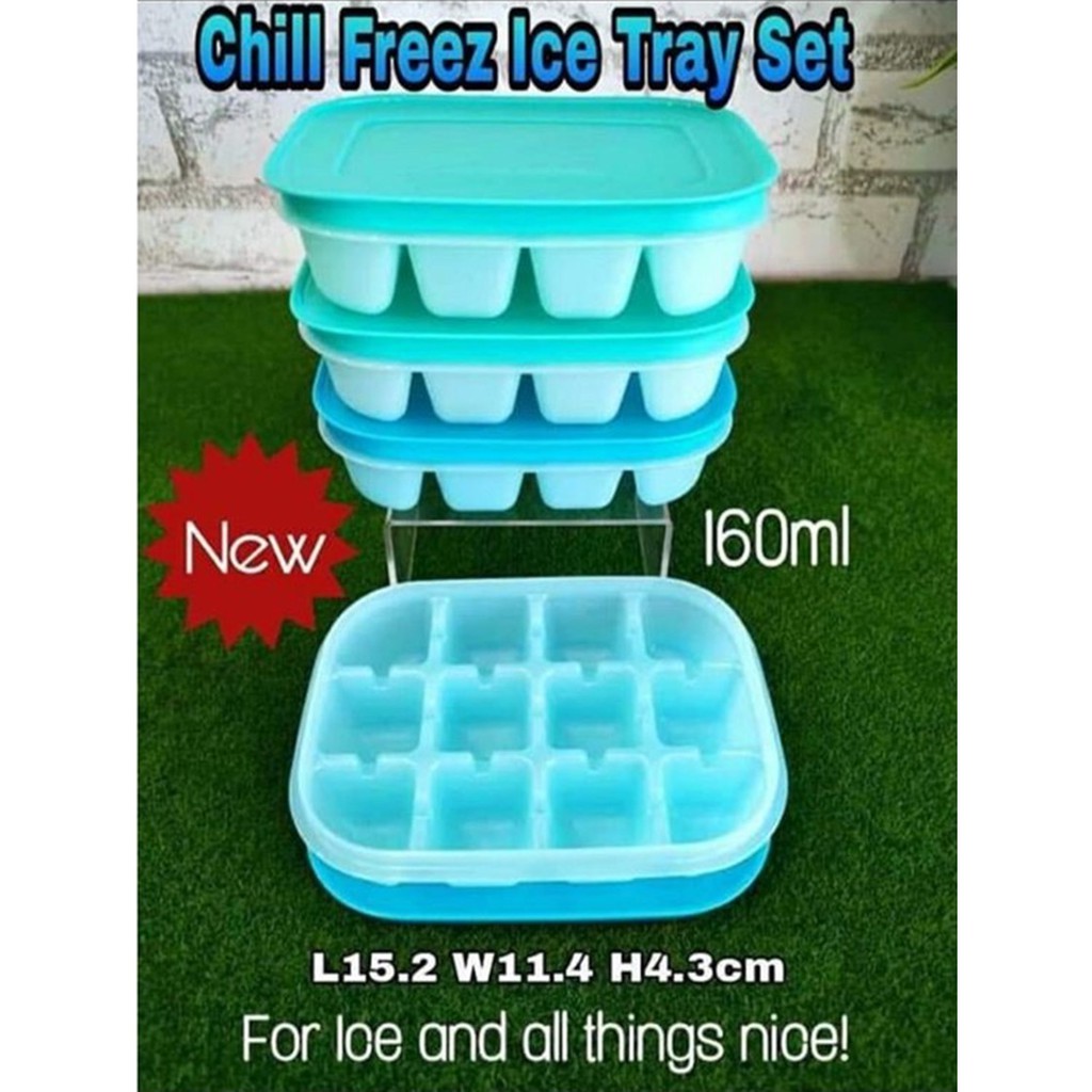 Tupperware Chill Freez Ice Cube Tray Set (Blur or Green Color Set ...