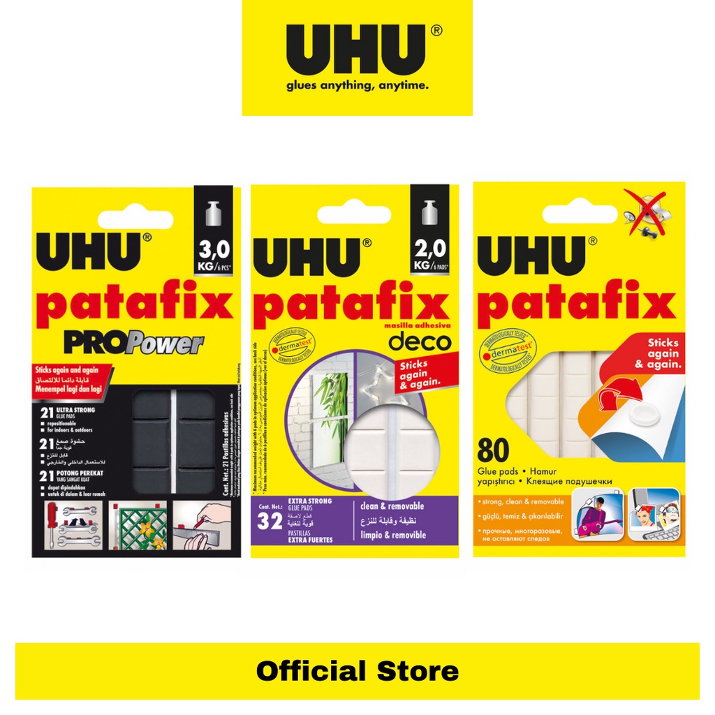 UHU Original Patafix Liquid Glue Sticky Pad - White/Homedeco/Pro Power ...