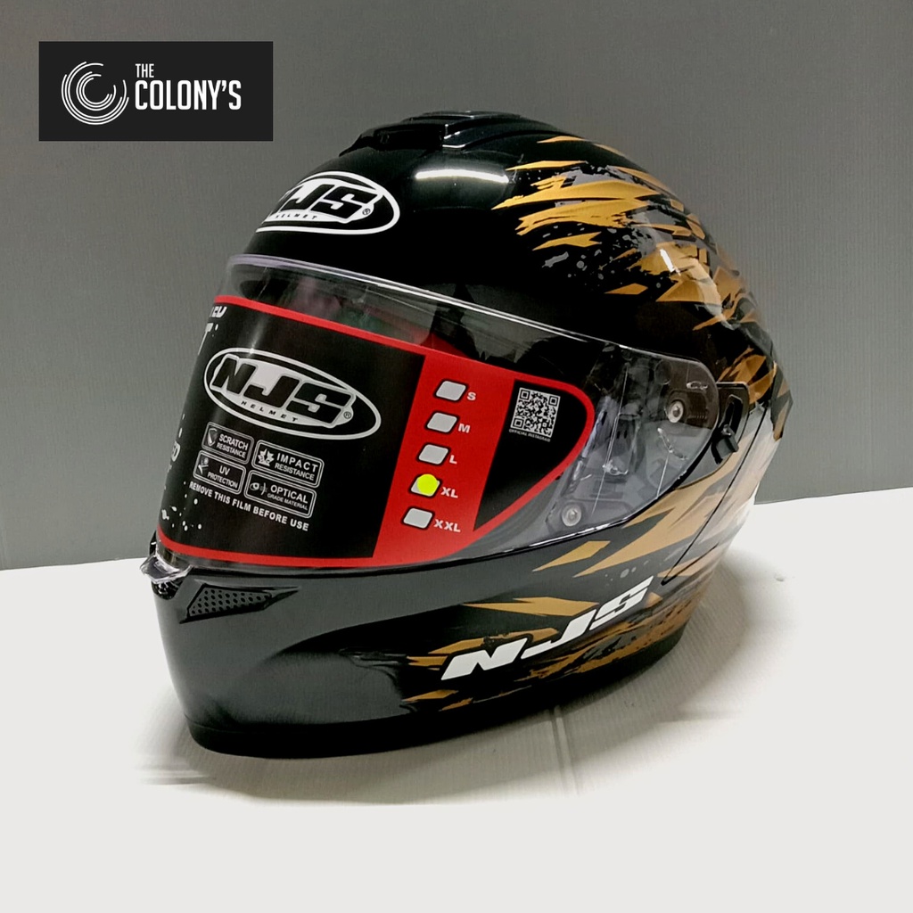 Helmet NJS ZX 1 INVADER Helmet NJS ZX-1 MODEL INVADER BLACK GOLD GLOSSY ...