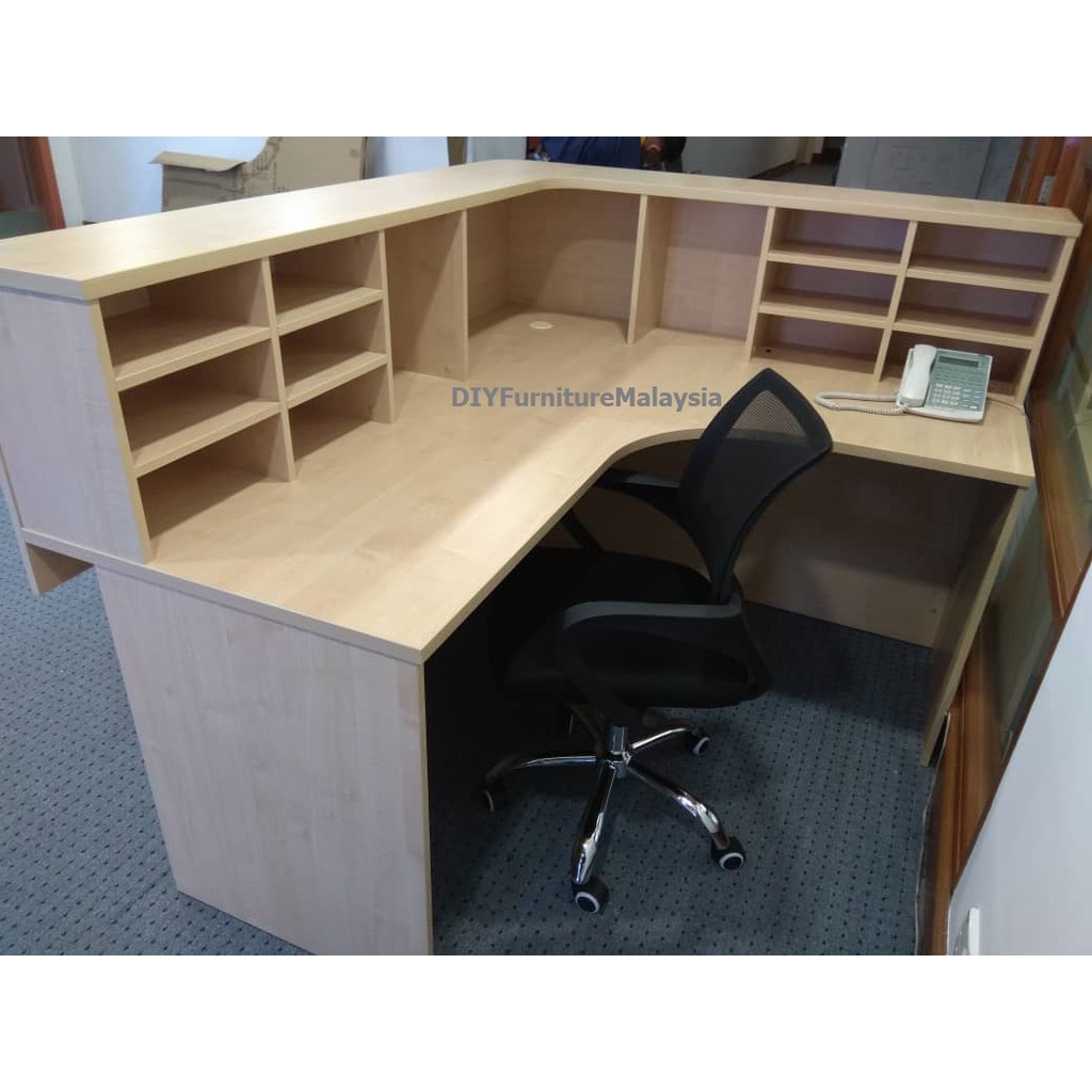 Reception Counter Desk | L Shaped Cashier Table | Meja Kaunter Pejabat ...
