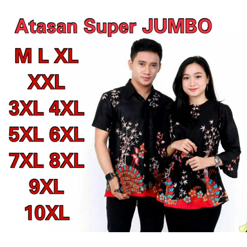 MERAH KATUN Cja2 SUPER JUMBO BIG SIZE batik couple top for men and women with red fan motif| M ...