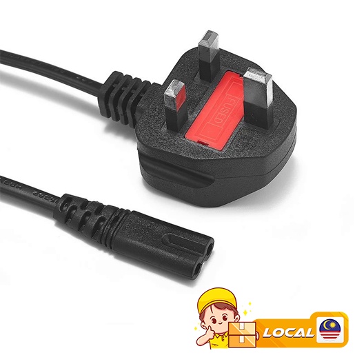 UK Plug 2 Pin Power Cord 1.8M With 13A Fuse Figure 8 600W PC Printer TV ...
